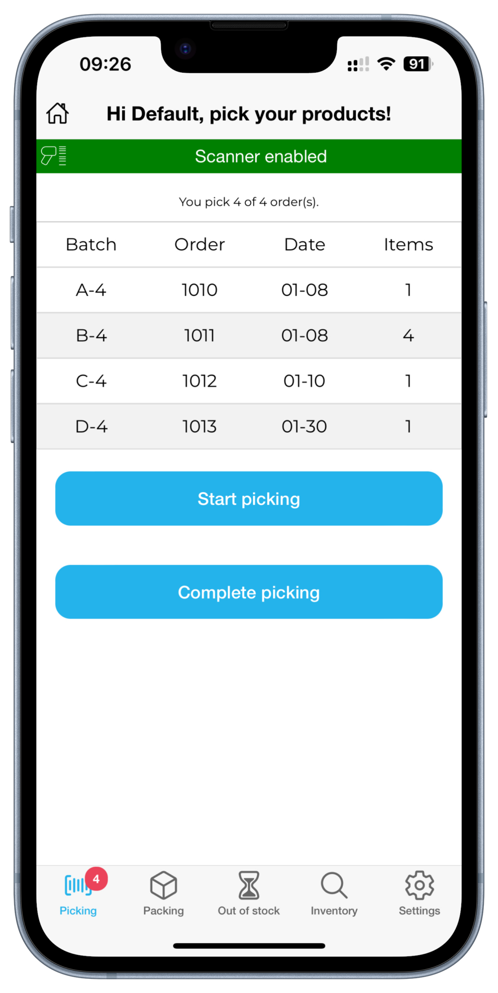 Plans & Pricing • Orderpicking app